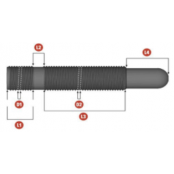 MSI Wheel Stud - Double Thread - Porsche 14 x 1.5 x 42mm